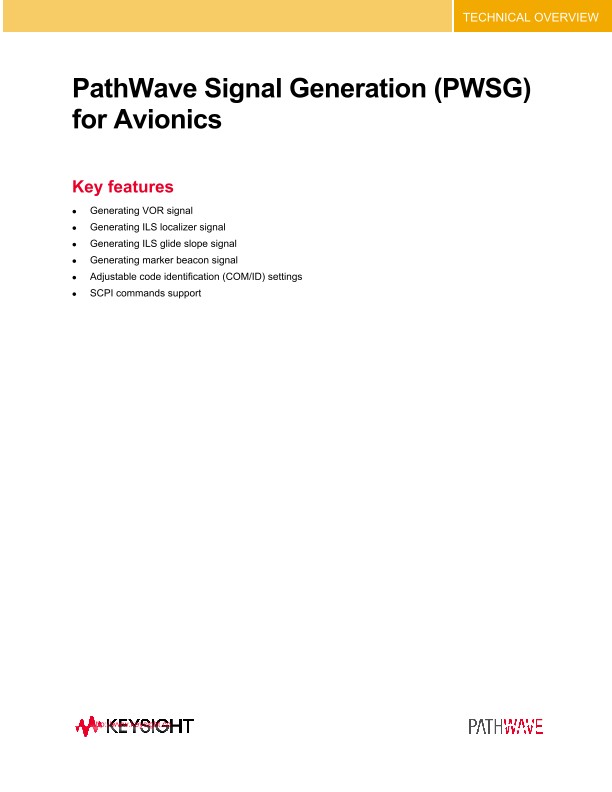 PathWave Signal Generation (PWSG) for Avionics PDF Asset Page | Keysight